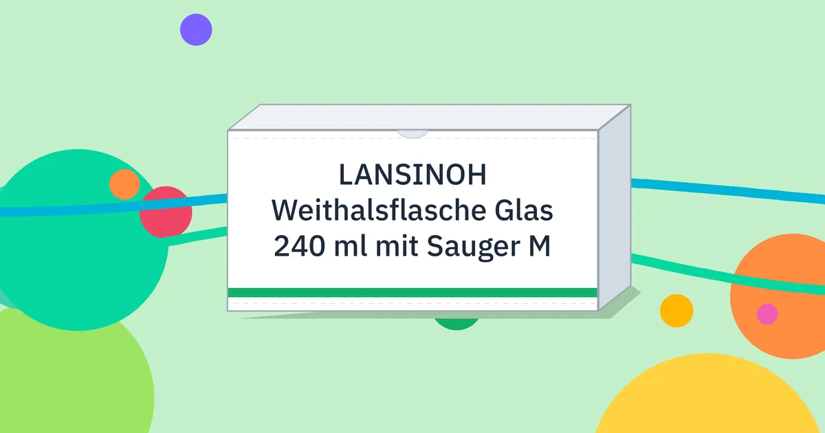 Symbolbild: Packung mit der Aufschrift LANSINOH Weithalsflasche Glas 240 ml mit Sauger M (PZN 13169723) – Verfügbarkeit und Bezug in Apotheken in Frankfurt am Main