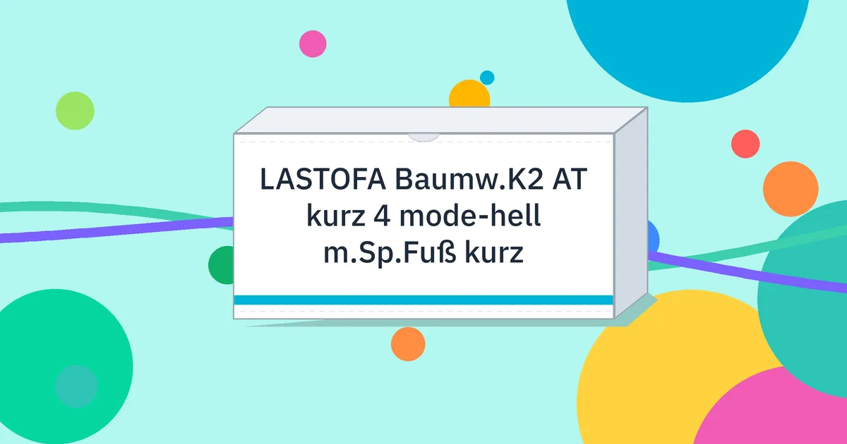 Symbolbild: Packung mit der Aufschrift LASTOFA Baumw.K2 AT kurz 4 mode-hell m.Sp.Fuß kurz (PZN 01951909) – Verfügbarkeit und Bezug in Apotheken in Frankfurt am Main