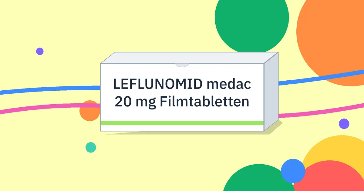 Symbolbild: Packung mit der Aufschrift LEFLUNOMID medac 20 mg Filmtabletten (PZN 18826261) – Verfügbarkeit und Bezug in Apotheken in Frankfurt am Main