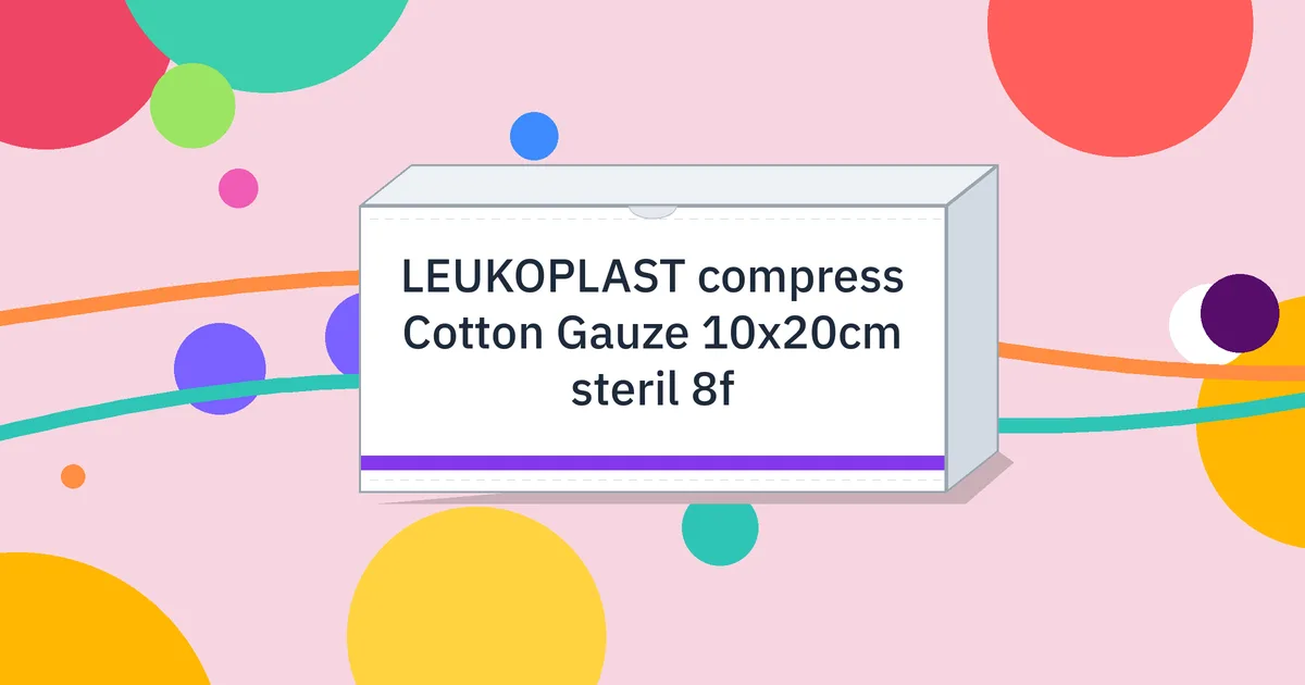 Symbolbild: Packung mit der Aufschrift LEUKOPLAST compress Cotton Gauze 10x20cm steril 8f (PZN 19064250) – Verfügbarkeit und Bezug in Apotheken in Frankfurt am Main