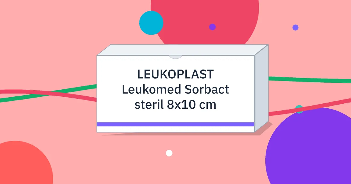 Symbolbild: Packung mit der Aufschrift LEUKOPLAST Leukomed Sorbact steril 8x10 cm (PZN 19161763) – Verfügbarkeit und Bezug in Apotheken in Frankfurt am Main
