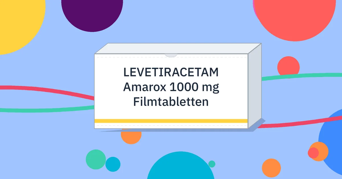 Symbolbild: Packung mit der Aufschrift LEVETIRACETAM Amarox 1000 mg Filmtabletten (PZN 17852569) – Verfügbarkeit und Bezug in Apotheken in Frankfurt am Main
