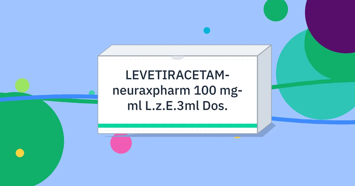 Symbolbild: Packung mit der Aufschrift LEVETIRACETAM-neuraxpharm 100 mg-ml L.z.E.3ml Dos. (PZN 14032506) – Verfügbarkeit und Bezug in Apotheken in Frankfurt am Main