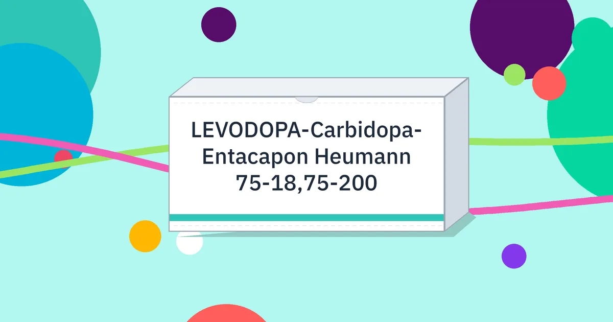 Symbolbild: Packung mit der Aufschrift LEVODOPA-Carbidopa-Entacapon Heumann 75-18,75-200 (PZN 17148853) – Verfügbarkeit und Bezug in Apotheken in Frankfurt am Main