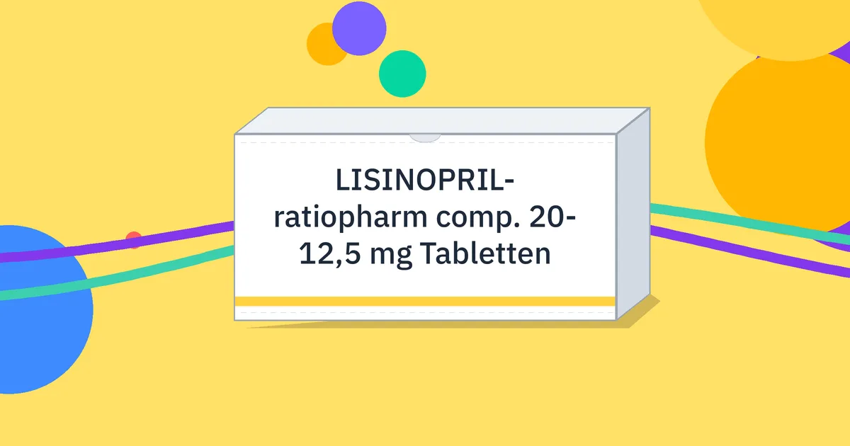 Symbolbild: Packung mit der Aufschrift LISINOPRIL-ratiopharm comp. 20-12,5 mg Tabletten (PZN 01667114) – Verfügbarkeit und Bezug in Apotheken in Frankfurt am Main