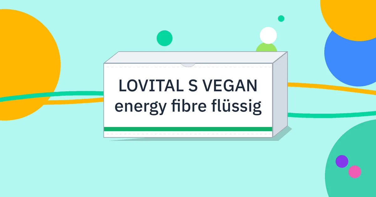 Symbolbild: Packung mit der Aufschrift LOVITAL S VEGAN energy fibre flüssig (PZN 17969432) – Verfügbarkeit und Bezug in Apotheken in Frankfurt am Main