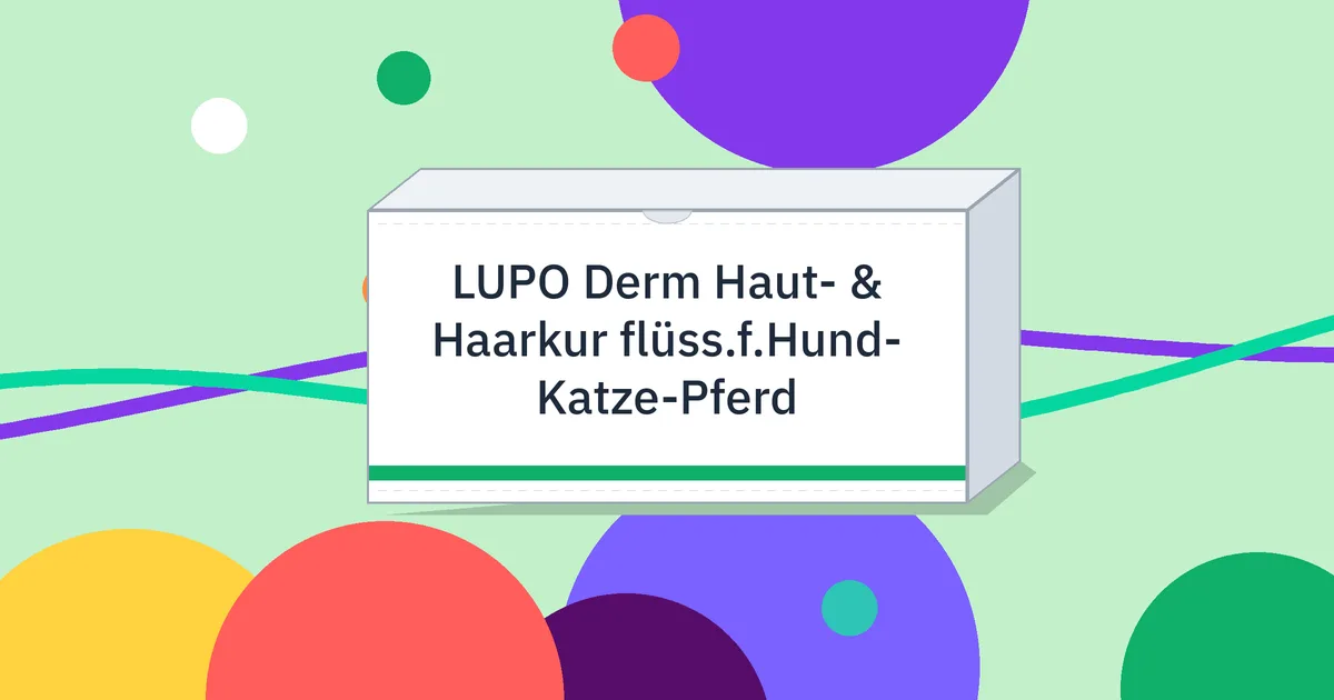 Symbolbild: Packung mit der Aufschrift LUPO Derm Haut- & Haarkur flüss.f.Hund-Katze-Pferd (PZN 19253293) – Verfügbarkeit und Bezug in Apotheken in Frankfurt am Main