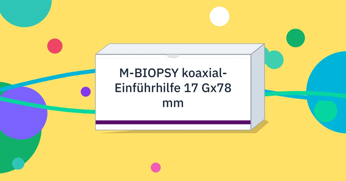 Symbolbild: Packung mit der Aufschrift M-BIOPSY koaxial-Einführhilfe 17 Gx78 mm (PZN 11285721) – Verfügbarkeit und Bezug in Apotheken in Frankfurt am Main