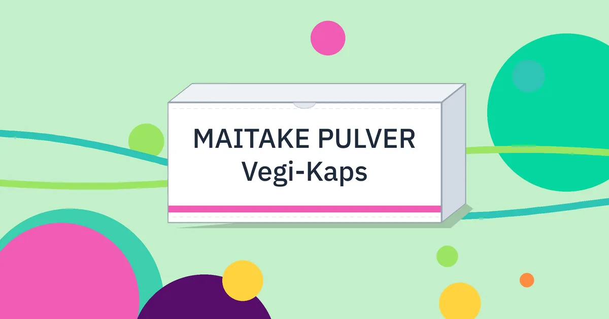 Symbolbild: Packung mit der Aufschrift MAITAKE PULVER Vegi-Kaps (PZN 06432611) – Verfügbarkeit und Bezug in Apotheken in Frankfurt am Main