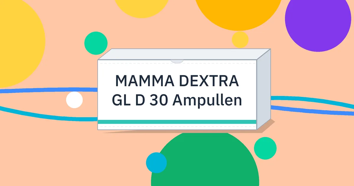 Symbolbild: Packung mit der Aufschrift MAMMA DEXTRA GL D 30 Ampullen (PZN 02883280) – Verfügbarkeit und Bezug in Apotheken in Frankfurt am Main