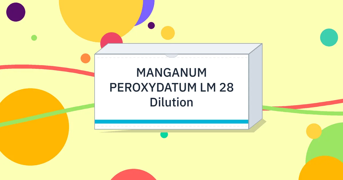 Symbolbild: Packung mit der Aufschrift MANGANUM PEROXYDATUM LM 28 Dilution (PZN 12945289) – Verfügbarkeit und Bezug in Apotheken in Frankfurt am Main