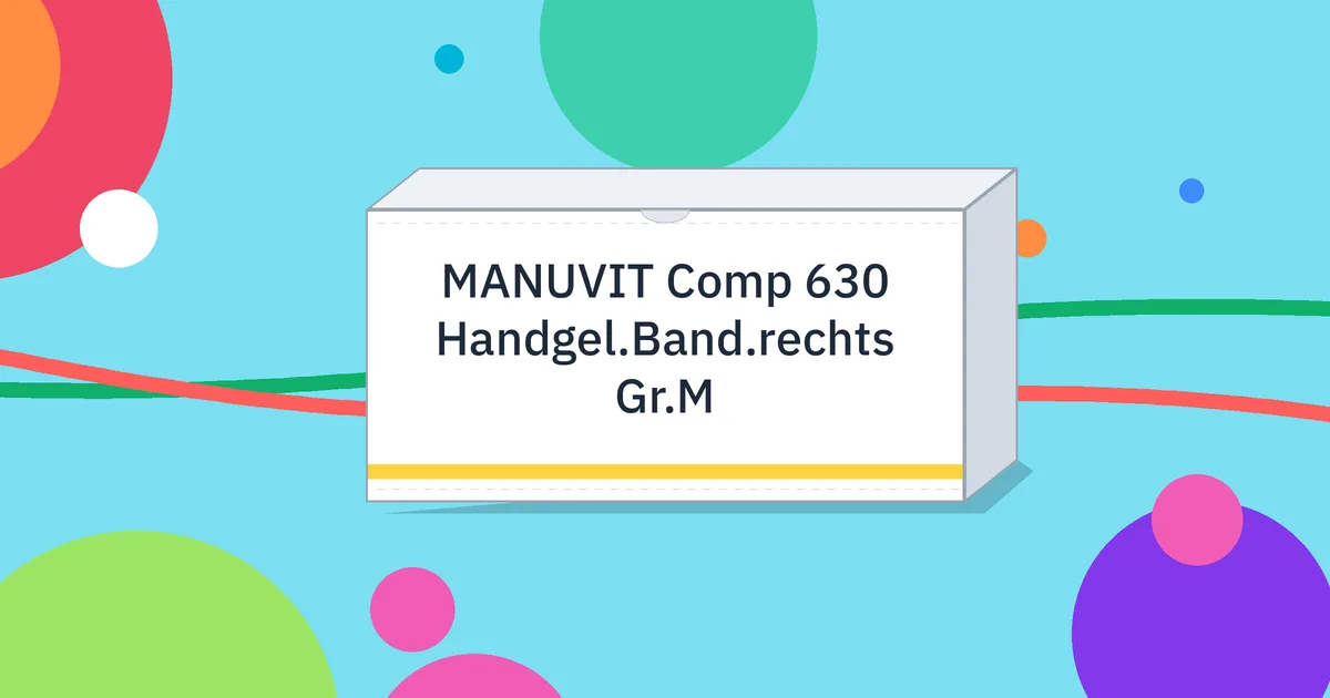 Symbolbild: Packung mit der Aufschrift MANUVIT Comp 630 Handgel.Band.rechts Gr.M (PZN 09403745) – Verfügbarkeit und Bezug in Apotheken in Frankfurt am Main