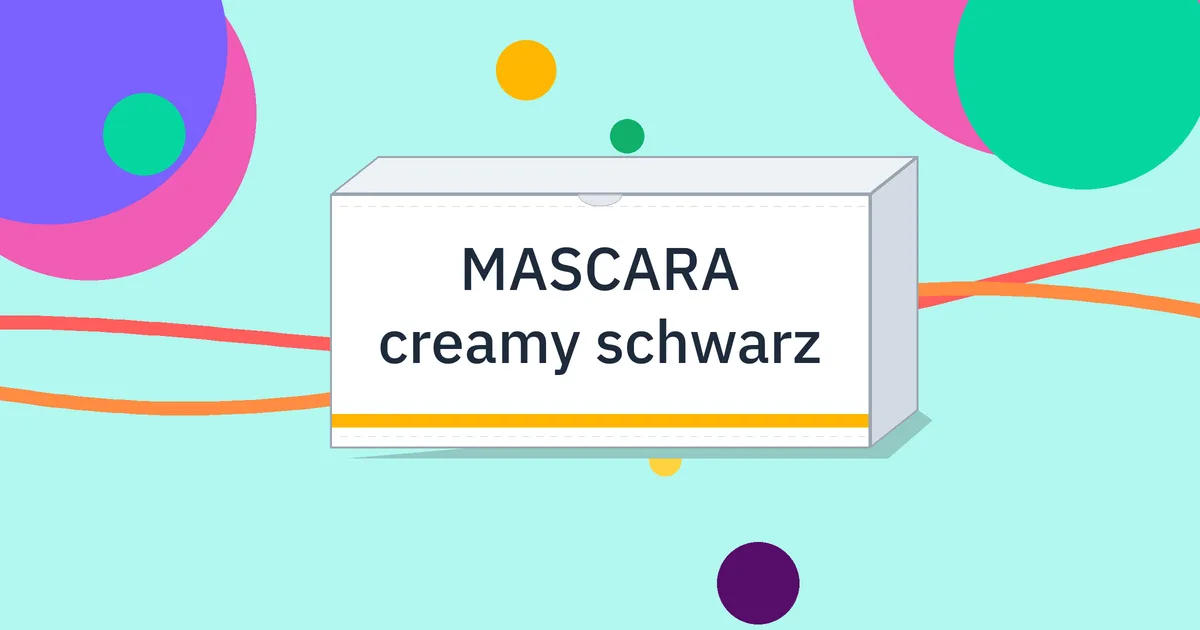 Symbolbild: Packung mit der Aufschrift MASCARA creamy schwarz (PZN 06898775) – Verfügbarkeit und Bezug in Apotheken in Frankfurt am Main