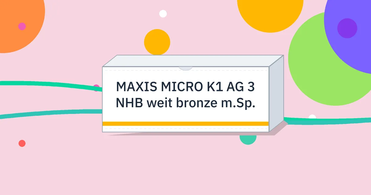 Symbolbild: Packung mit der Aufschrift MAXIS MICRO K1 AG 3 NHB weit bronze m.Sp. (PZN 17672560) – Verfügbarkeit und Bezug in Apotheken in Frankfurt am Main