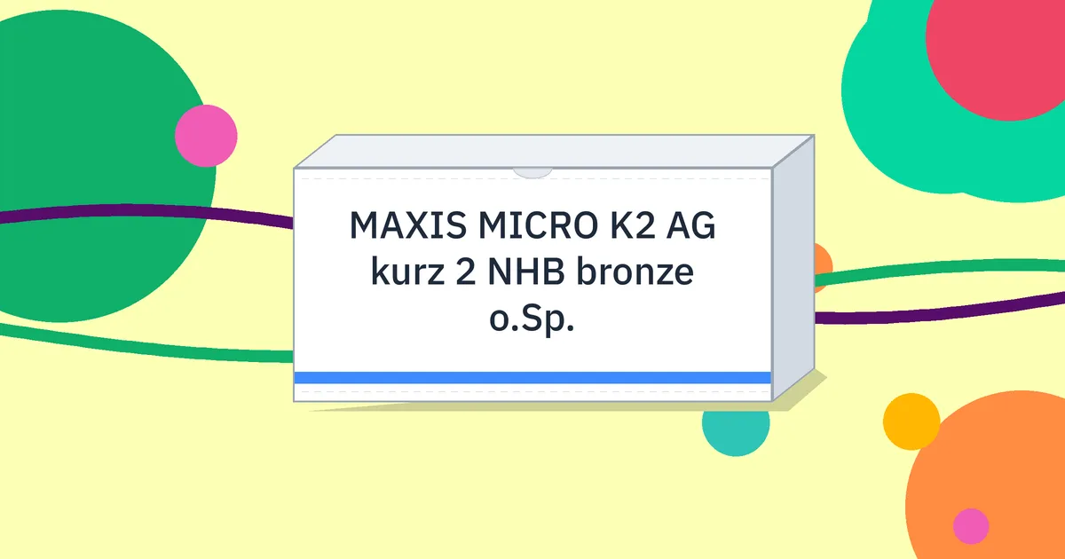 Symbolbild: Packung mit der Aufschrift MAXIS MICRO K2 AG kurz 2 NHB bronze o.Sp. (PZN 17673832) – Verfügbarkeit und Bezug in Apotheken in Frankfurt am Main