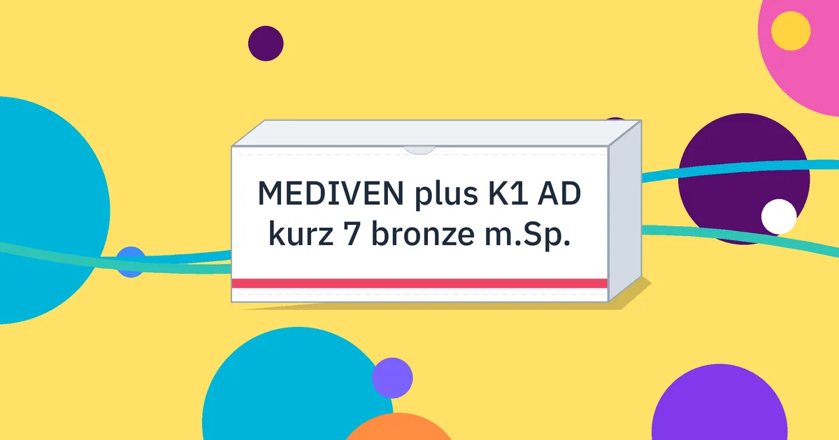 Symbolbild: Packung mit der Aufschrift MEDIVEN plus K1 AD kurz 7 bronze m.Sp. (PZN 15044664) – Verfügbarkeit und Bezug in Apotheken in Frankfurt am Main