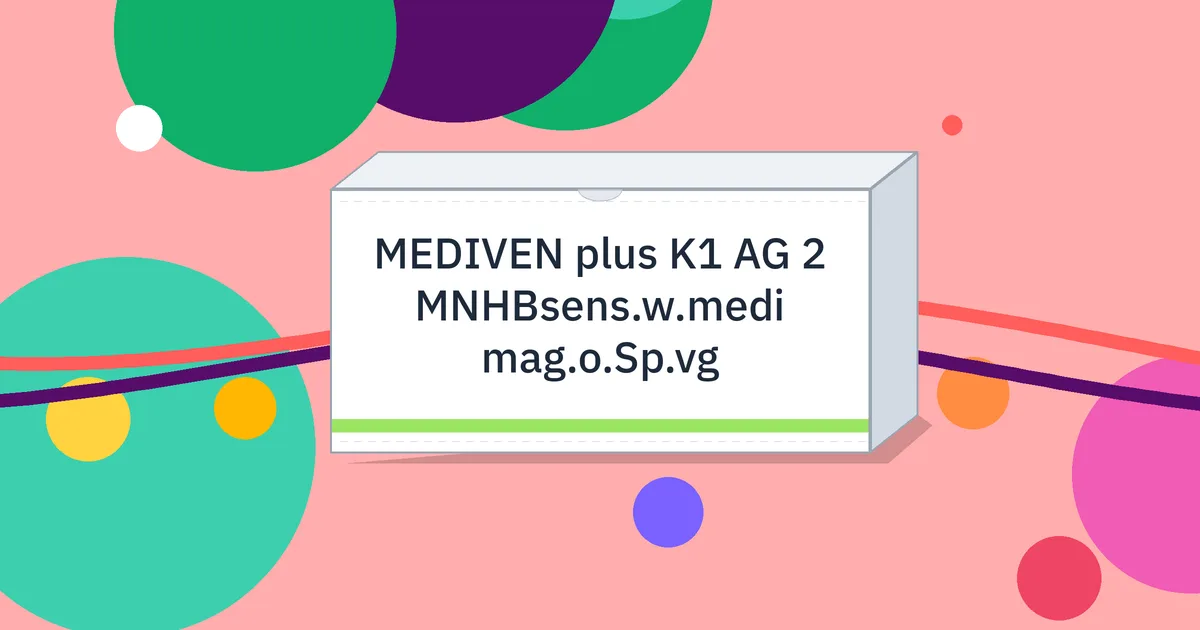 Symbolbild: Packung mit der Aufschrift MEDIVEN plus K1 AG 2 MNHBsens.w.medi mag.o.Sp.vg (PZN 15918732) – Verfügbarkeit und Bezug in Apotheken in Frankfurt am Main