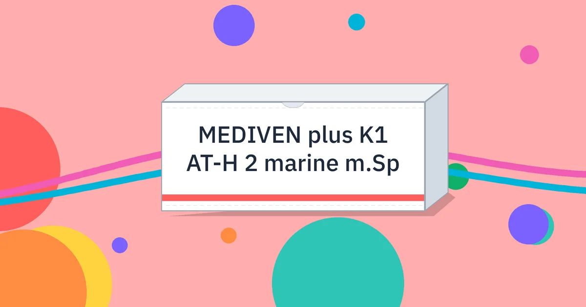 Symbolbild: Packung mit der Aufschrift MEDIVEN plus K1 AT-H 2 marine m.Sp (PZN 15035197) – Verfügbarkeit und Bezug in Apotheken in Frankfurt am Main