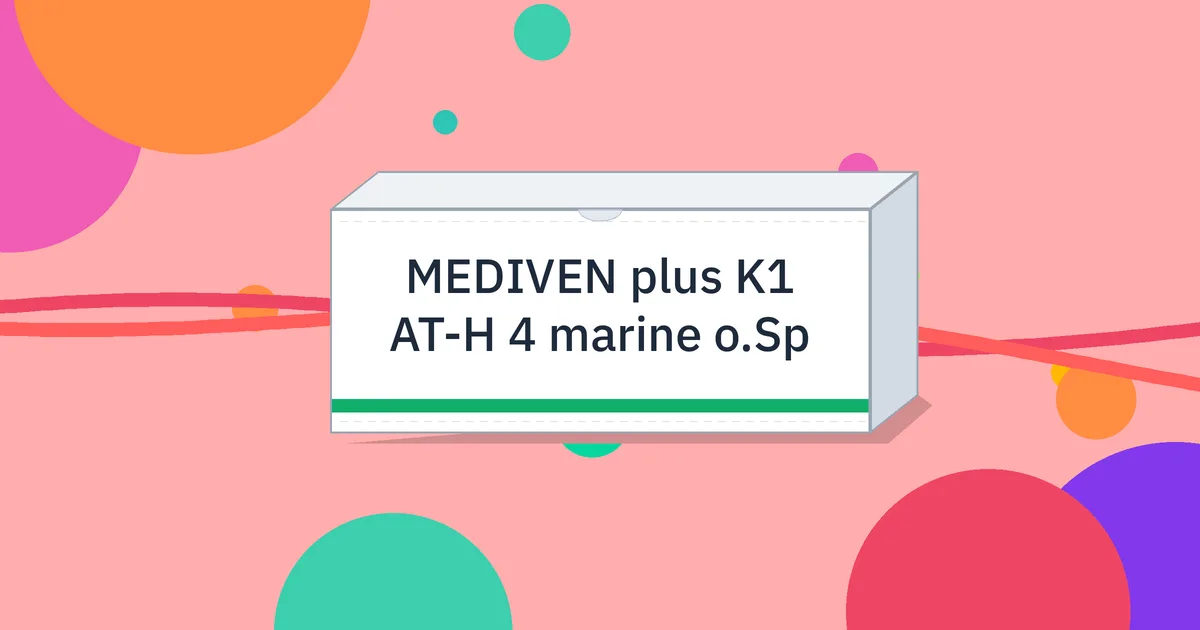 Symbolbild: Packung mit der Aufschrift MEDIVEN plus K1 AT-H 4 marine o.Sp (PZN 15035151) – Verfügbarkeit und Bezug in Apotheken in Frankfurt am Main
