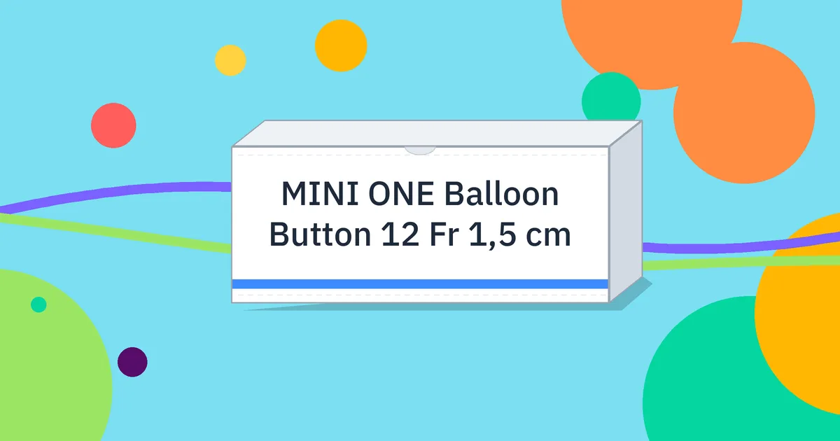 Symbolbild: Packung mit der Aufschrift MINI ONE Balloon Button 12 Fr 1,5 cm (PZN 14341704) – Verfügbarkeit und Bezug in Apotheken in Frankfurt am Main