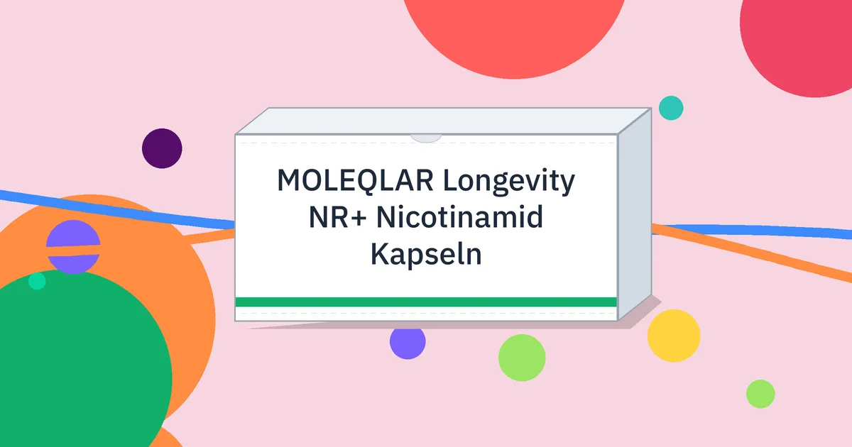 Symbolbild: Packung mit der Aufschrift MOLEQLAR Longevity NR+ Nicotinamid Kapseln (PZN 19488754) – Verfügbarkeit und Bezug in Apotheken in Frankfurt am Main
