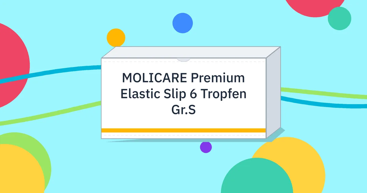 Symbolbild: Packung mit der Aufschrift MOLICARE Premium Elastic Slip 6 Tropfen Gr.S (PZN 15783723) – Verfügbarkeit und Bezug in Apotheken in Frankfurt am Main
