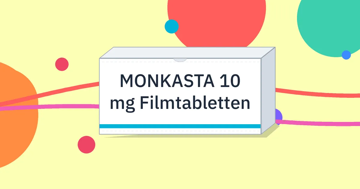 Symbolbild: Packung mit der Aufschrift MONKASTA 10 mg Filmtabletten (PZN 09765046) – Verfügbarkeit und Bezug in Apotheken in Frankfurt am Main