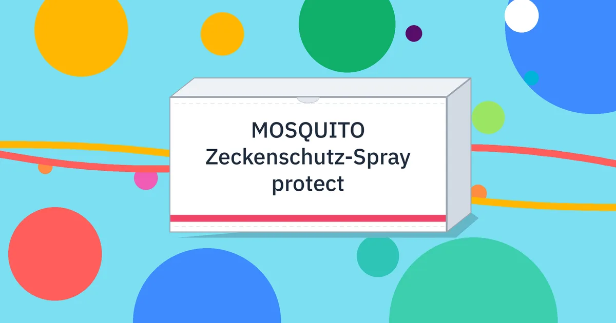 Symbolbild: Packung mit der Aufschrift MOSQUITO Zeckenschutz-Spray protect (PZN 10834924) – Verfügbarkeit und Bezug in Apotheken in Frankfurt am Main