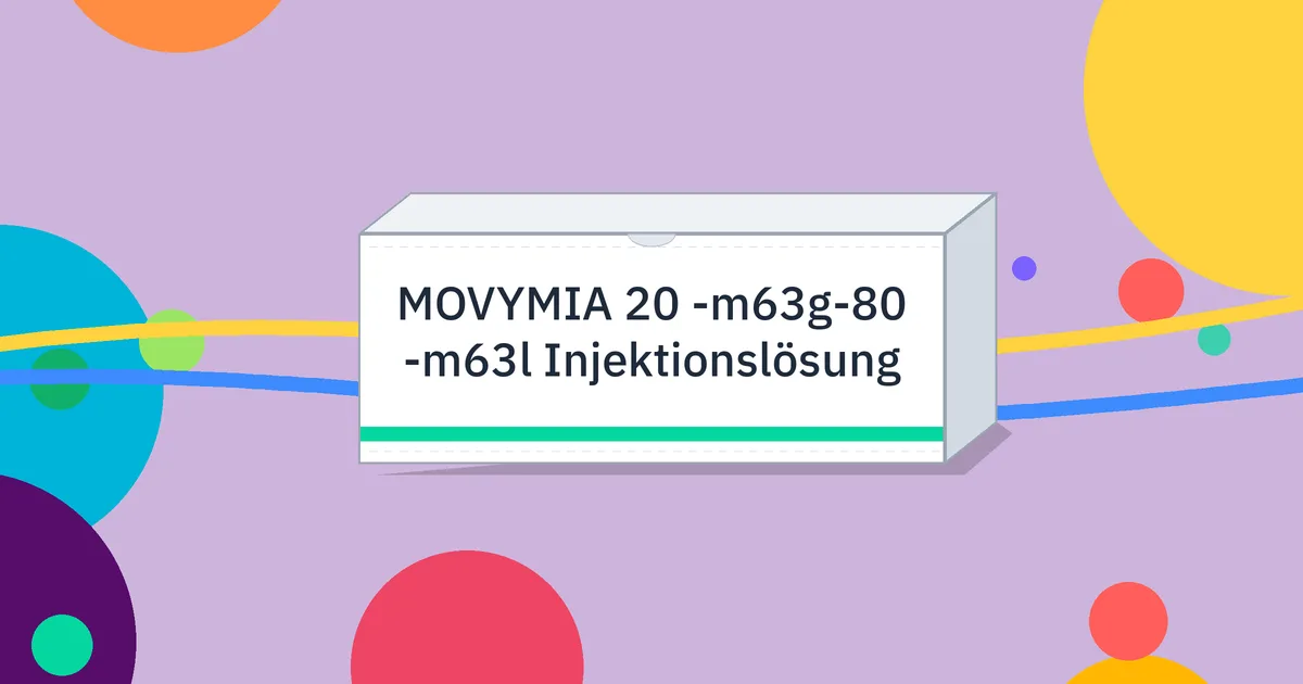 Symbolbild: Packung mit der Aufschrift MOVYMIA 20 -m63g-80 -m63l Injektionslösung (PZN 15578816) – Verfügbarkeit und Bezug in Apotheken in Frankfurt am Main