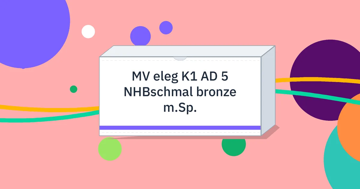 Symbolbild: Packung mit der Aufschrift MV eleg K1 AD 5 NHBschmal bronze m.Sp. (PZN 15673785) – Verfügbarkeit und Bezug in Apotheken in Frankfurt am Main