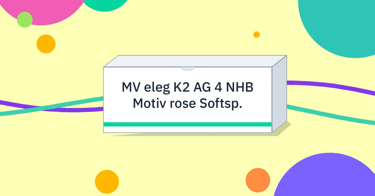 Symbolbild: Packung mit der Aufschrift MV eleg K2 AG 4 NHB Motiv rose Softsp. (PZN 15722029) – Verfügbarkeit und Bezug in Apotheken in Frankfurt am Main
