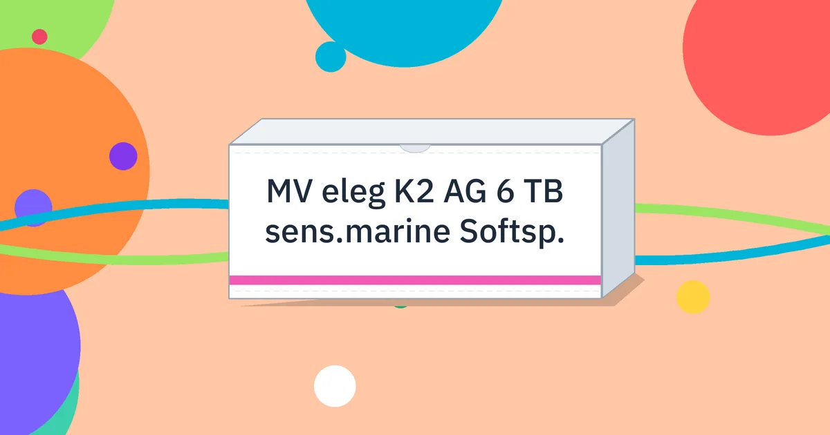 Symbolbild: Packung mit der Aufschrift MV eleg K2 AG 6 TB sens.marine Softsp. (PZN 14611256) – Verfügbarkeit und Bezug in Apotheken in Frankfurt am Main