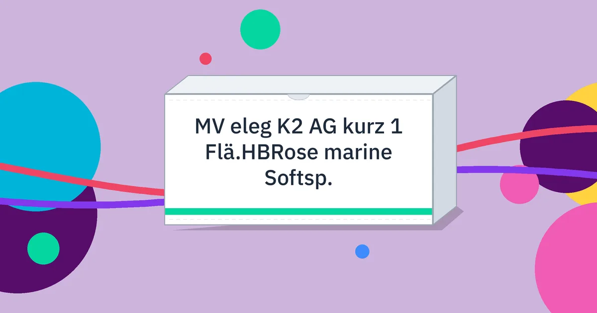 Symbolbild: Packung mit der Aufschrift MV eleg K2 AG kurz 1 Flä.HBRose marine Softsp. (PZN 15705002) – Verfügbarkeit und Bezug in Apotheken in Frankfurt am Main