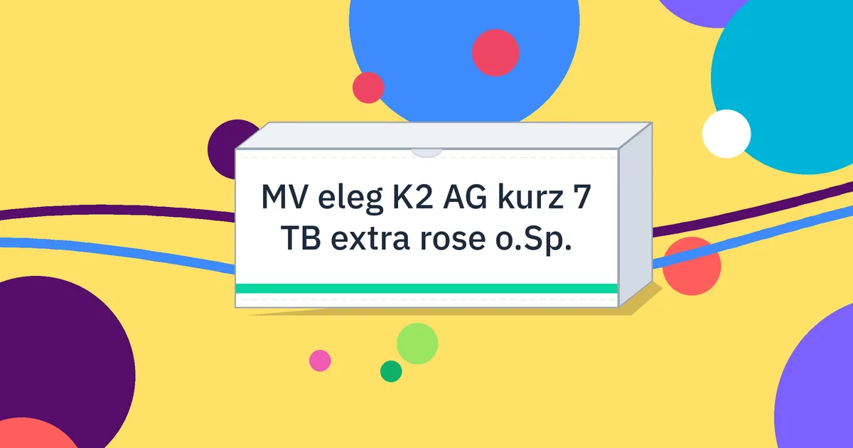 Symbolbild: Packung mit der Aufschrift MV eleg K2 AG kurz 7 TB extra rose o.Sp. (PZN 14696896) – Verfügbarkeit und Bezug in Apotheken in Frankfurt am Main