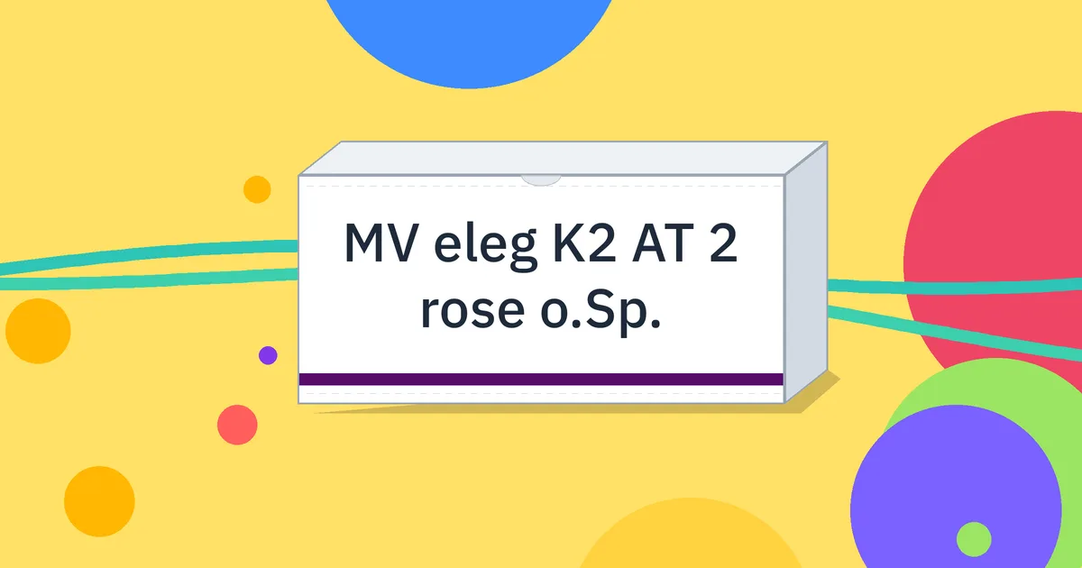 Symbolbild: Packung mit der Aufschrift MV eleg K2 AT 2 rose o.Sp. (PZN 15286746) – Verfügbarkeit und Bezug in Apotheken in Frankfurt am Main