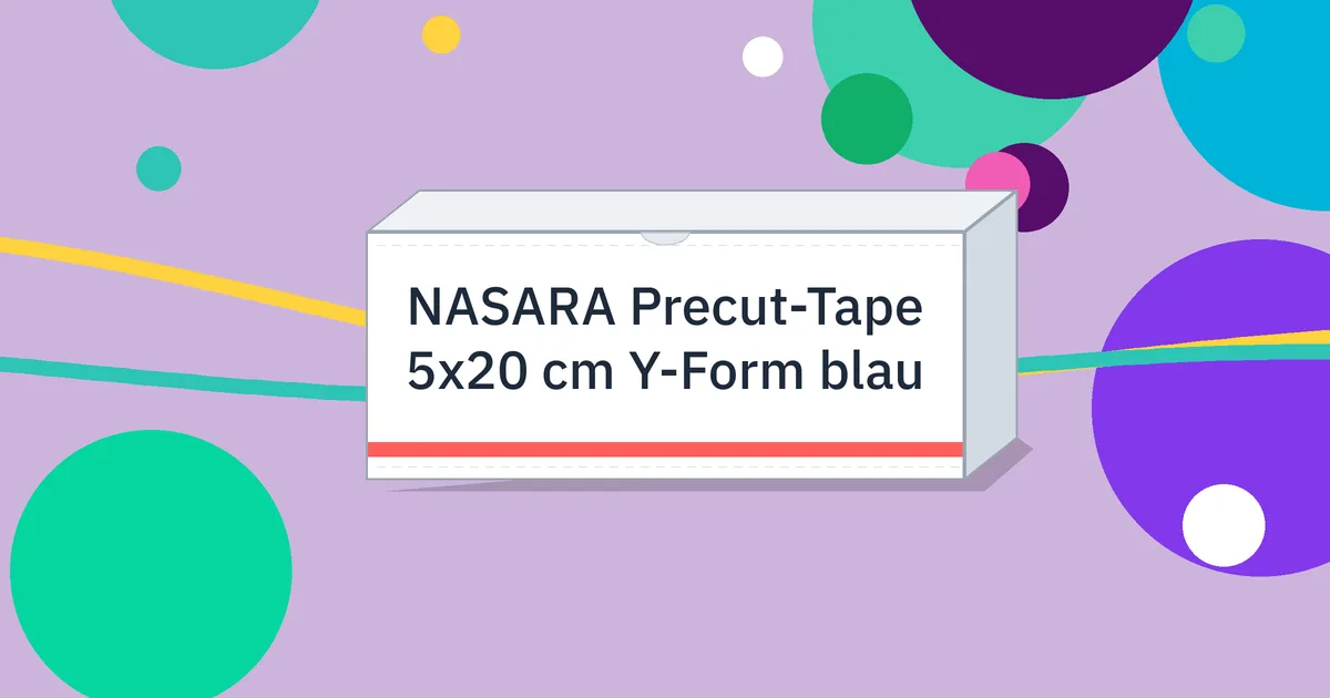 Symbolbild: Packung mit der Aufschrift NASARA Precut-Tape 5x20 cm Y-Form blau (PZN 10315377) – Verfügbarkeit und Bezug in Apotheken in Frankfurt am Main