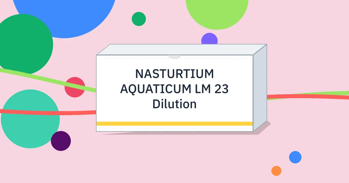 Symbolbild: Packung mit der Aufschrift NASTURTIUM AQUATICUM LM 23 Dilution (PZN 13616435) – Verfügbarkeit und Bezug in Apotheken in Frankfurt am Main