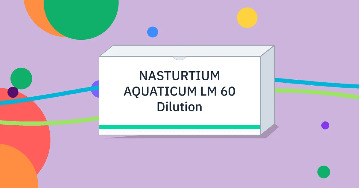 Symbolbild: Packung mit der Aufschrift NASTURTIUM AQUATICUM LM 60 Dilution (PZN 13616553) – Verfügbarkeit und Bezug in Apotheken in Frankfurt am Main