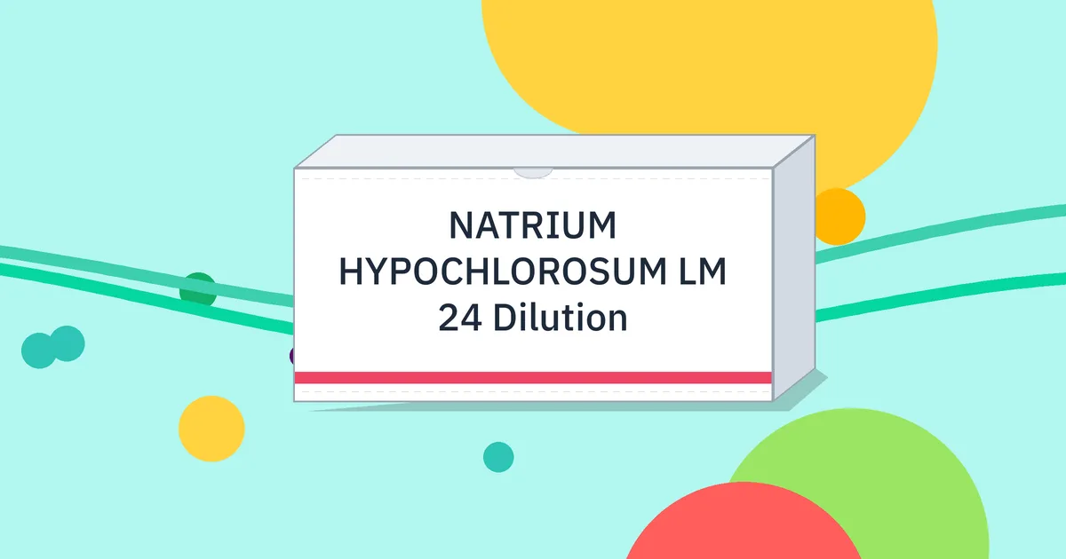 Symbolbild: Packung mit der Aufschrift NATRIUM HYPOCHLOROSUM LM 24 Dilution (PZN 12963100) – Verfügbarkeit und Bezug in Apotheken in Frankfurt am Main