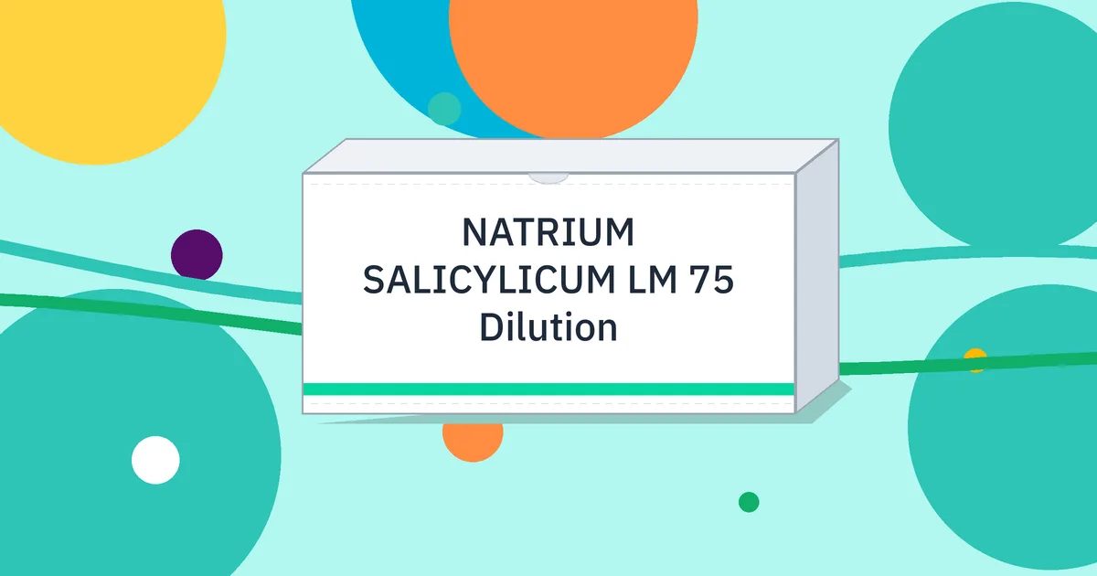 Symbolbild: Packung mit der Aufschrift NATRIUM SALICYLICUM LM 75 Dilution (PZN 12966682) – Verfügbarkeit und Bezug in Apotheken in Frankfurt am Main
