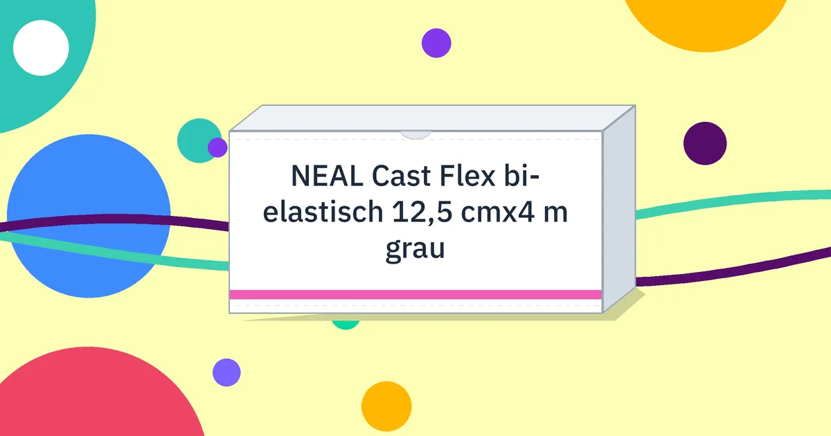 Symbolbild: Packung mit der Aufschrift NEAL Cast Flex bi-elastisch 12,5 cmx4 m grau (PZN 18892542) – Verfügbarkeit und Bezug in Apotheken in Frankfurt am Main