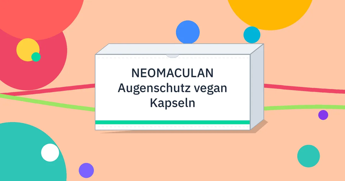 Symbolbild: Packung mit der Aufschrift NEOMACULAN Augenschutz vegan Kapseln (PZN 19367097) – Verfügbarkeit und Bezug in Apotheken in Frankfurt am Main