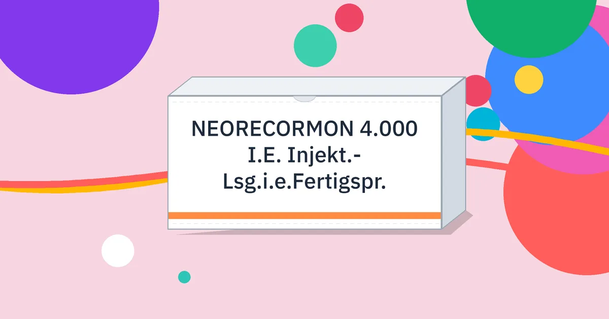 Symbolbild: Packung mit der Aufschrift NEORECORMON 4.000 I.E. Injekt.-Lsg.i.e.Fertigspr. (PZN 01993486) – Verfügbarkeit und Bezug in Apotheken in Frankfurt am Main
