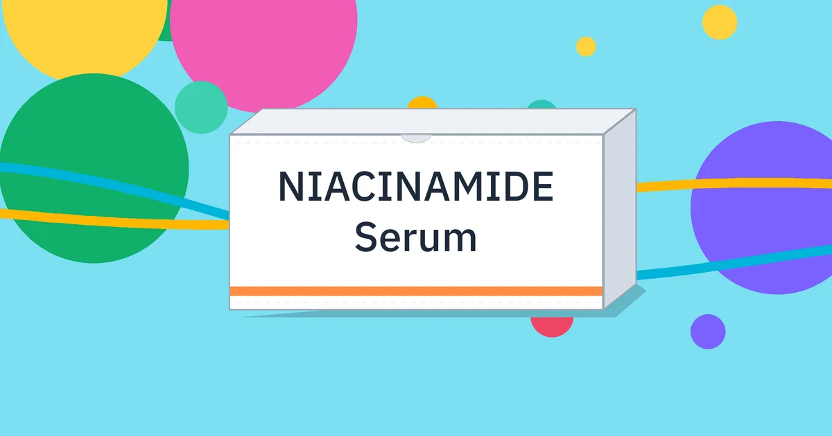 Symbolbild: Packung mit der Aufschrift NIACINAMIDE Serum (PZN 20628350) – Verfügbarkeit und Bezug in Apotheken in Frankfurt am Main