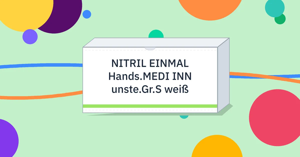 Symbolbild: Packung mit der Aufschrift NITRIL EINMAL Hands.MEDI INN unste.Gr.S weiß (PZN 03025822) – Verfügbarkeit und Bezug in Apotheken in Frankfurt am Main