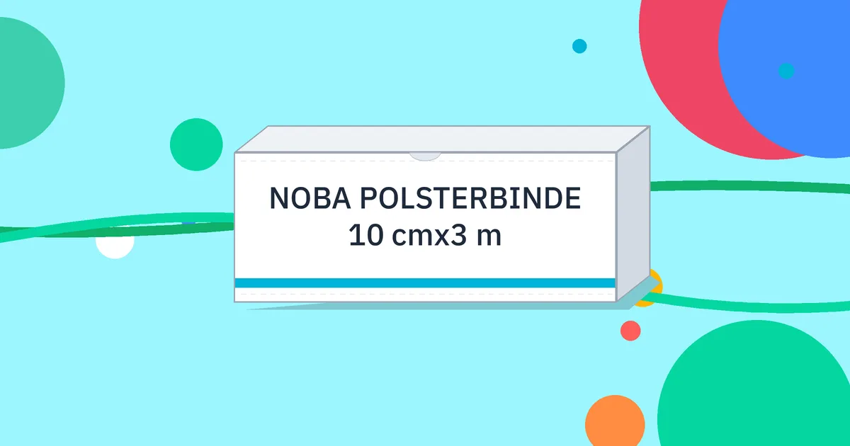 Symbolbild: Packung mit der Aufschrift NOBA POLSTERBINDE 10 cmx3 m (PZN 19888241) – Verfügbarkeit und Bezug in Apotheken in Frankfurt am Main