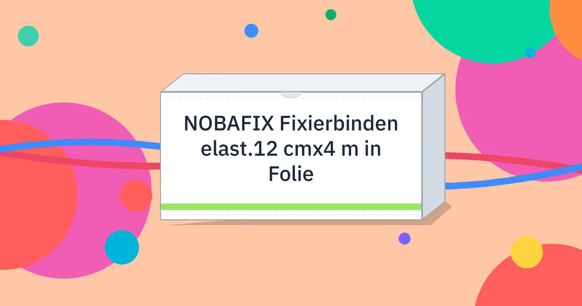 Symbolbild: Packung mit der Aufschrift NOBAFIX Fixierbinden elast.12 cmx4 m in Folie (PZN 16028070) – Verfügbarkeit und Bezug in Apotheken in Frankfurt am Main