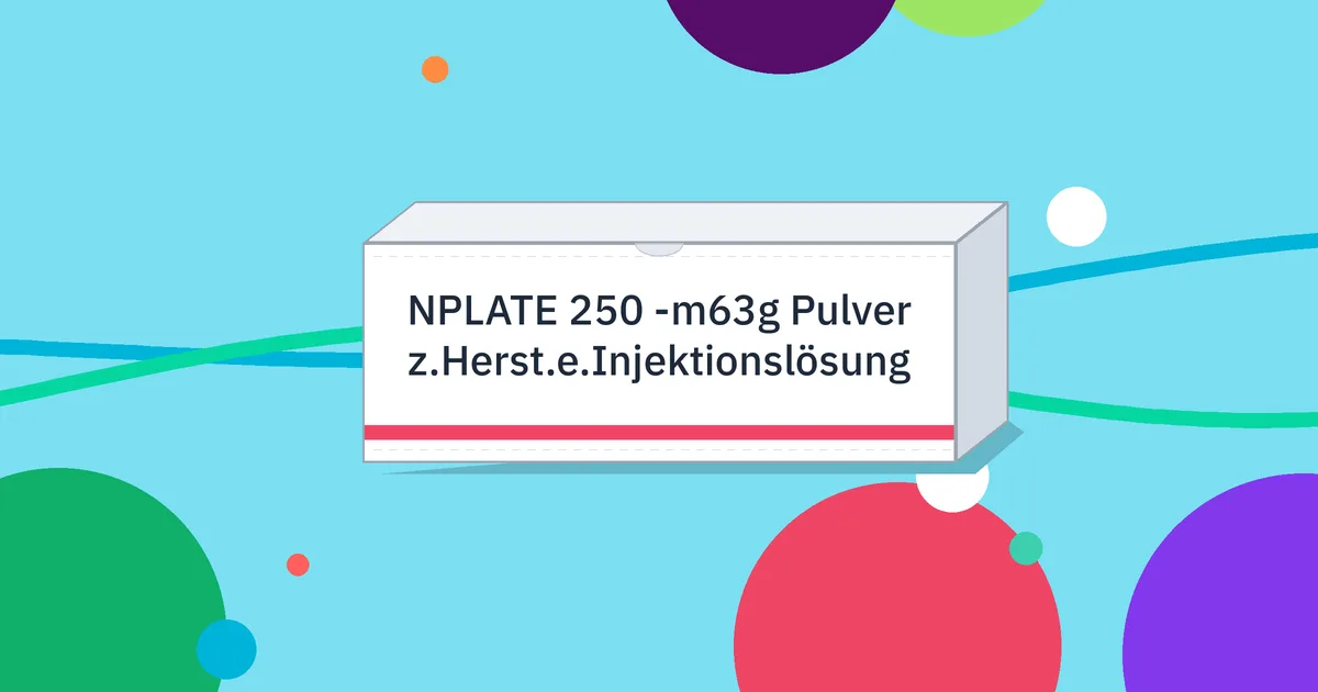 Symbolbild: Packung mit der Aufschrift NPLATE 250 -m63g Pulver z.Herst.e.Injektionslösung (PZN 20657883) – Verfügbarkeit und Bezug in Apotheken in Frankfurt am Main
