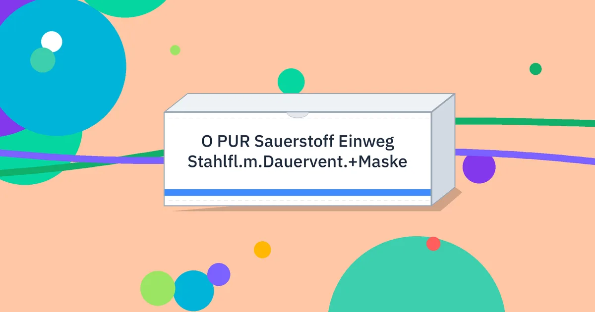 Symbolbild: Packung mit der Aufschrift O PUR Sauerstoff Einweg Stahlfl.m.Dauervent.+Maske (PZN 20413885) – Verfügbarkeit und Bezug in Apotheken in Frankfurt am Main
