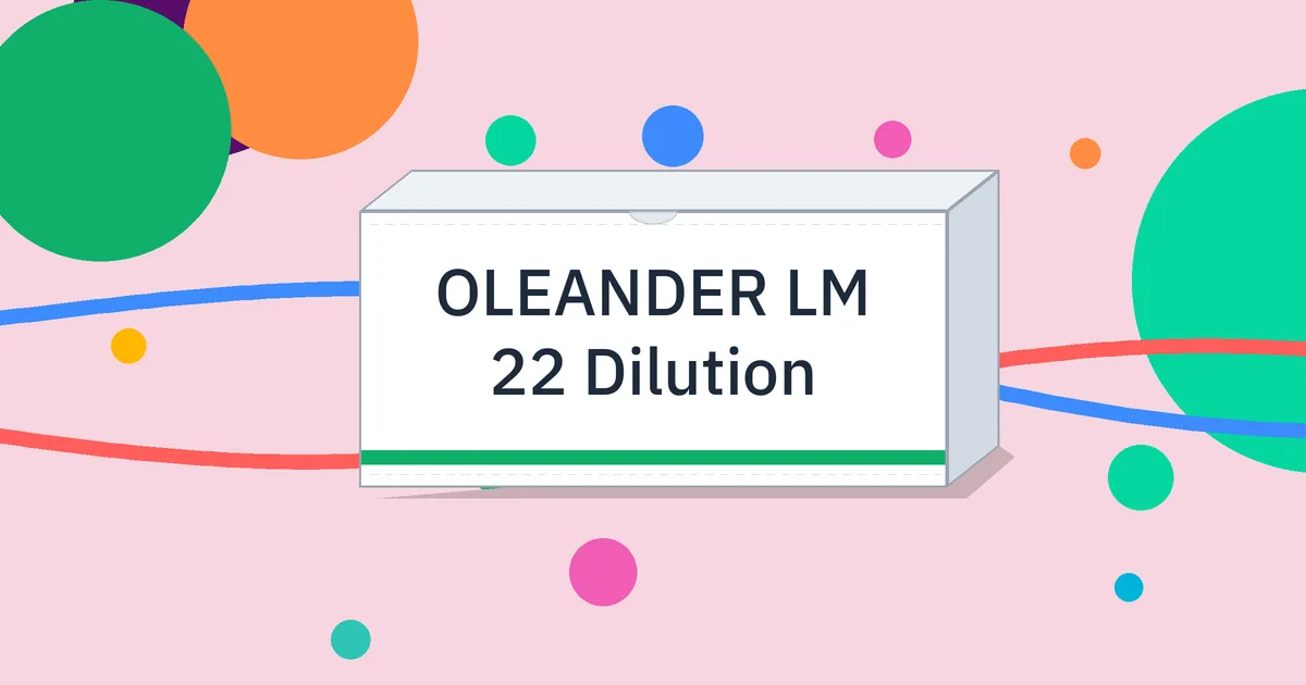 Symbolbild: Packung mit der Aufschrift OLEANDER LM 22 Dilution (PZN 12971341) – Verfügbarkeit und Bezug in Apotheken in Frankfurt am Main